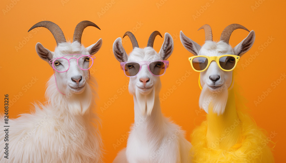 Groovy Goats in Shades A Colorful Twist on Farmyard Chic Three goats ...