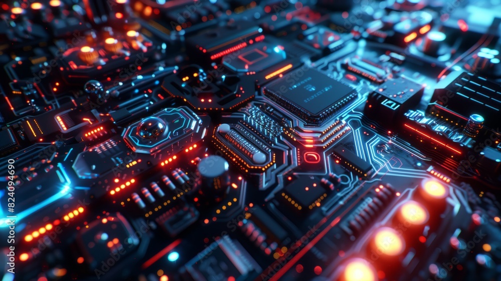 Highly detailed technology texture, AI supercomputer Chrome, insane ...