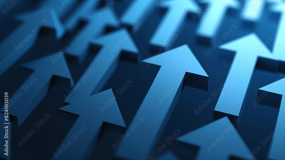 Multiple arrows pointing up on a deep blue background, with one ...