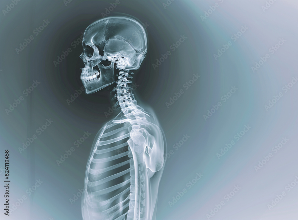 Full-Body X-Ray Image of Human Skeleton on Black Background, Detailed ...