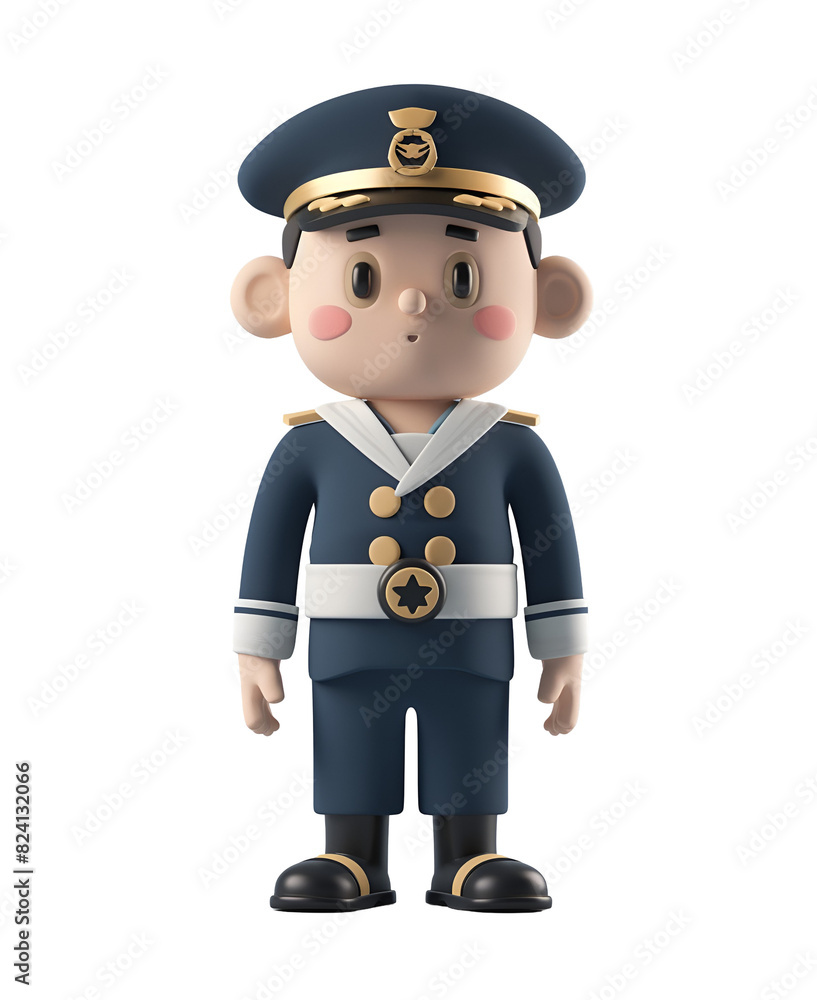 Chibi Character Cartoon: A Cute Happy Sailor Man, Navy Soldier with ...