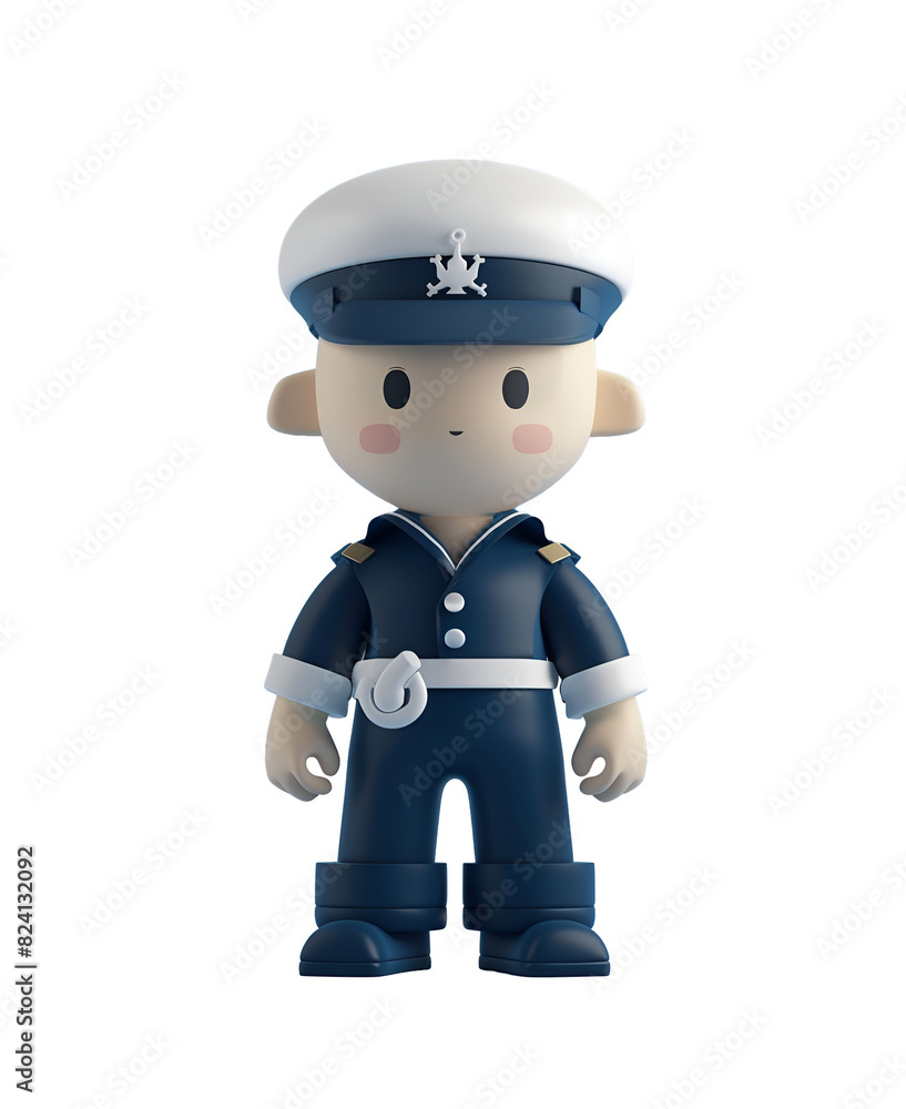 Navy Soldier with Sailor Hat: A 3D Render Illustration of Cute Happy ...
