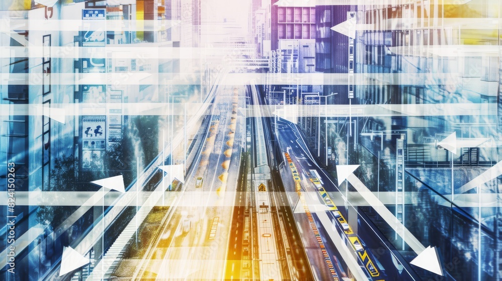 An abstract digital art piece captures the essence of urban transit ...