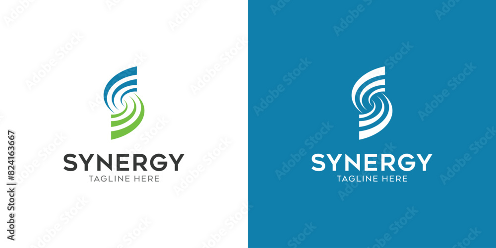 letter S logo design template, the logo concept Synergy of two or more ...