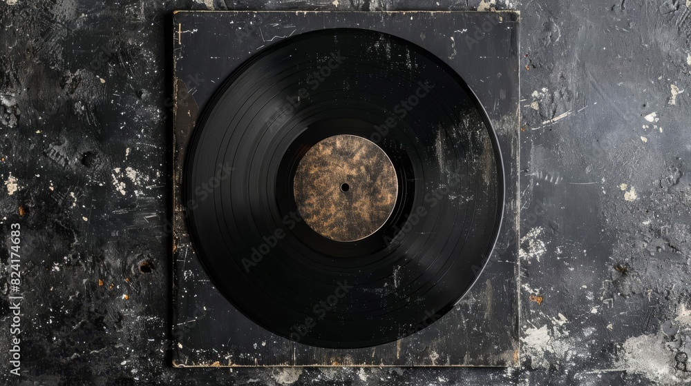 vintage vinyl record cover mockup on distressed black cardboard with ...