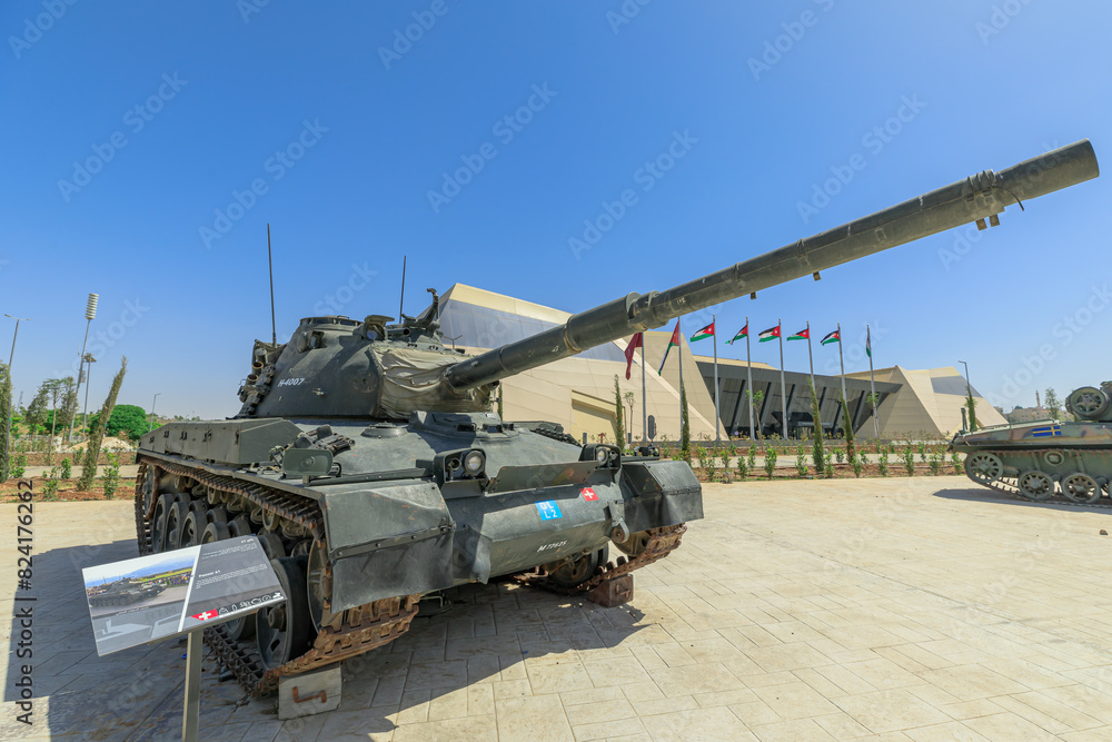 Foto de Royal Tank Museum, Amman, Jordan - May 4, 2024: Vintage Swiss ...