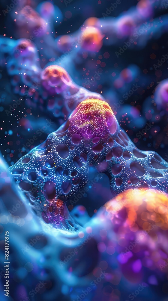 Abstract visualization of malaria spread with swirling particles, Cyberpunk, Neon Colors, High ...
