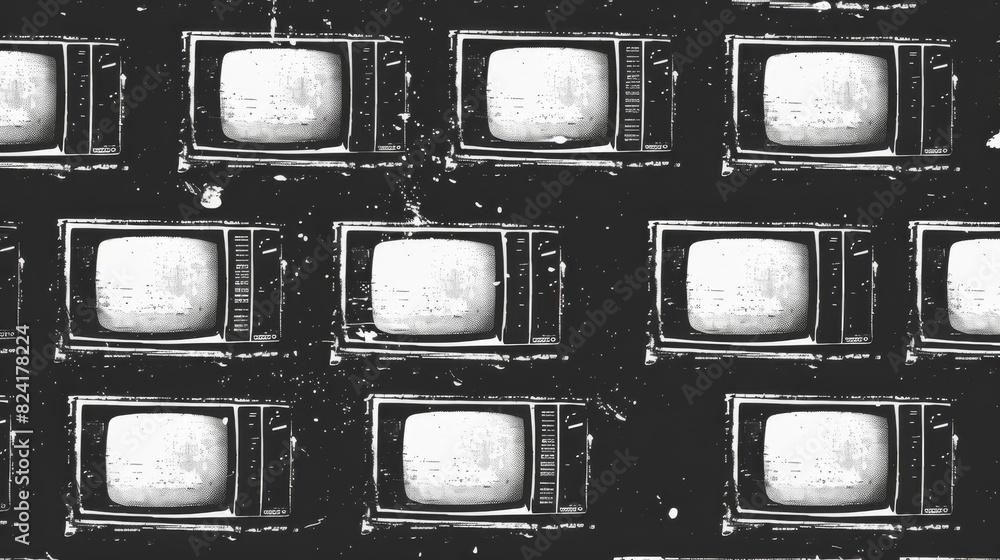 retro black and white tv static noise seamless pattern vintage analog ...
