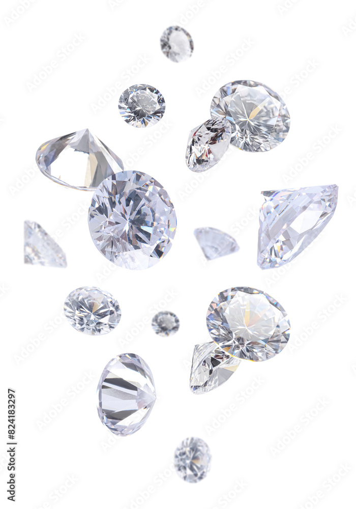 Beautiful shiny diamonds in air on white background Stock Photo | Adobe ...