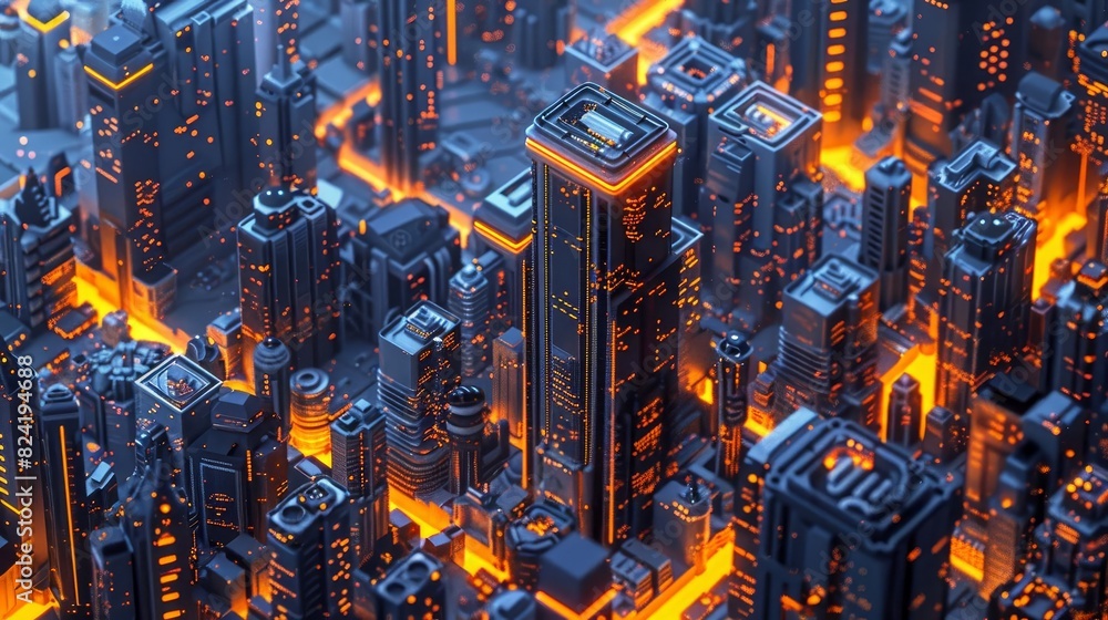 Illustrate a futuristic cityscape with hybrid buildings, combining ...