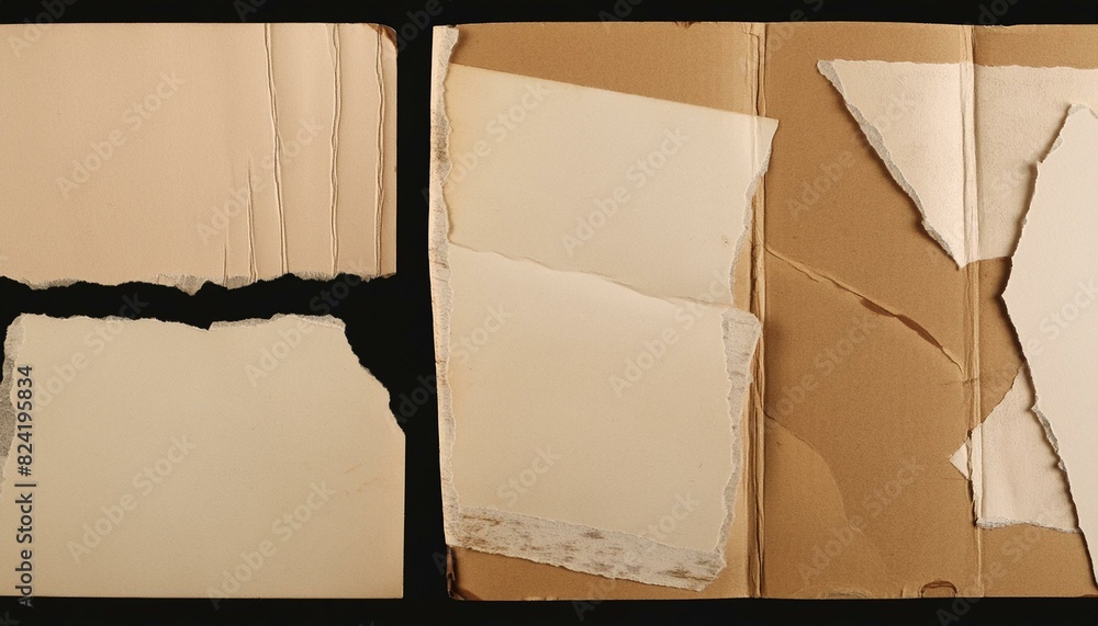 old empty aged damaged paper cardboard photo card isolated on black ...