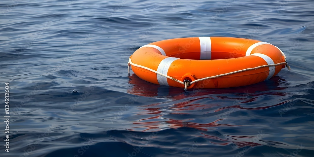 The Symbolism of an Orange Lifebuoy Floating in the Open Sea. Concept ...