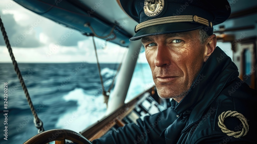 The picture of the military working as the marine captain for sailing ...