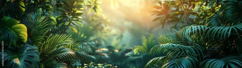 Background Tropical. Amidst the vibrant greenery, the rainforest's lush foliage, with its layers ...