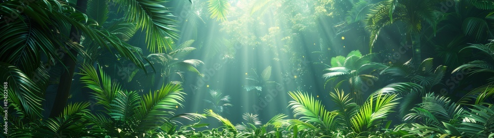 Background Tropical. The lush rainforest foliage, with layers of green ...