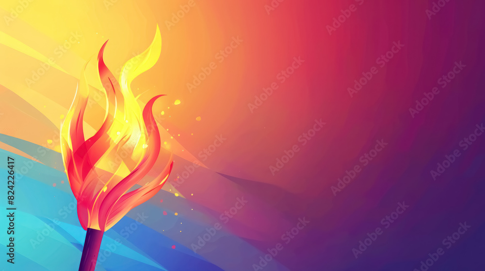 olympic games banner concept with vibrant flame and colorful background ...