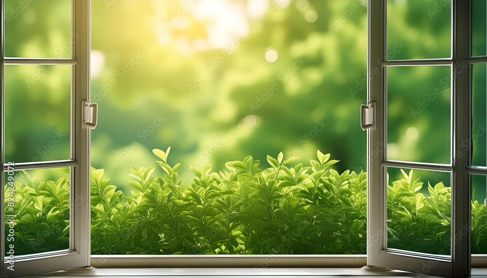 Nature of green leaf in garden at summer under sunlight view through ...