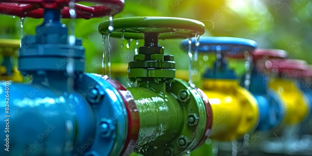 Automatic valves regulate water flow in pipeline for efficient ...