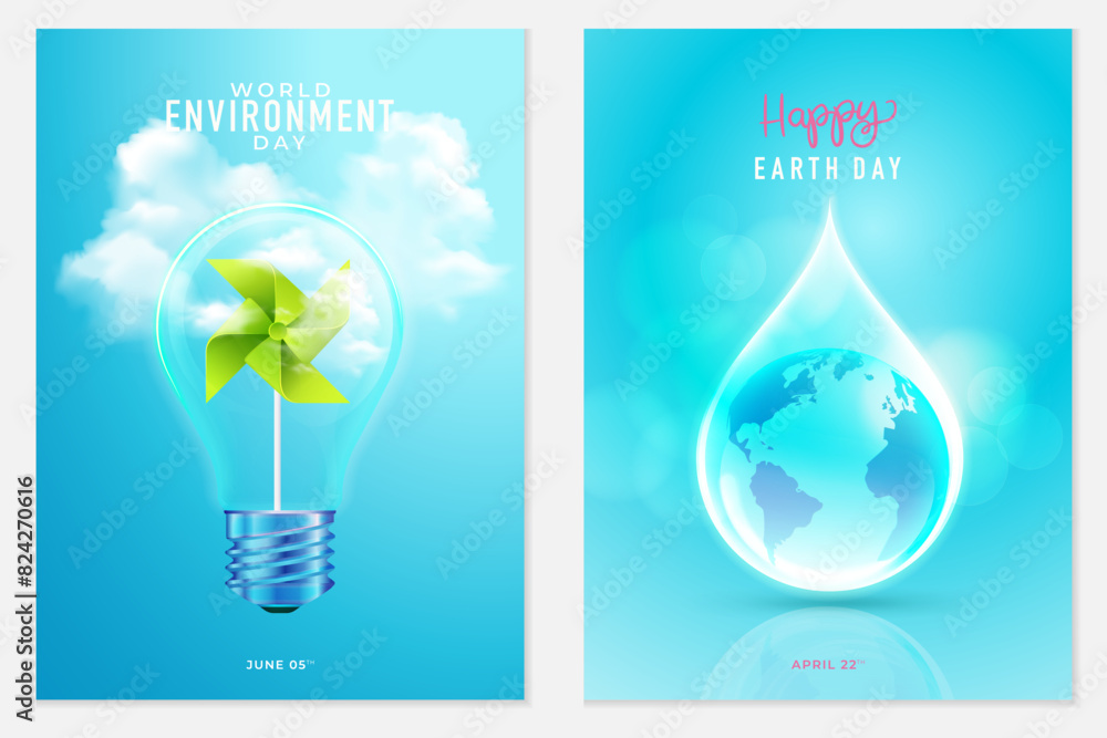 poster set of world environment day and earth day campaign Stock Vector ...