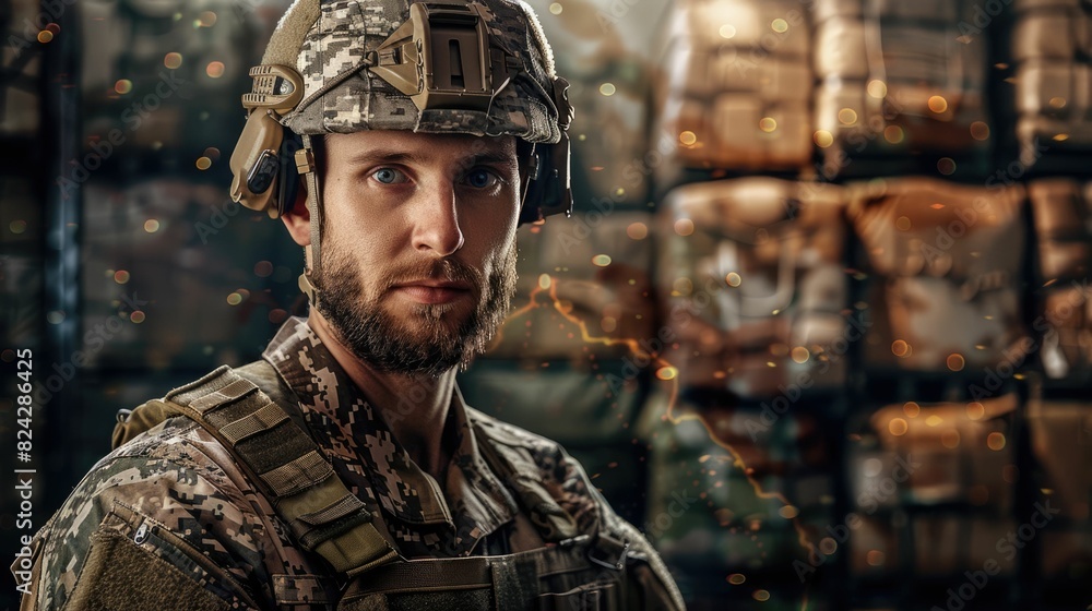 The picture of the military officer working on with map to collect the ...