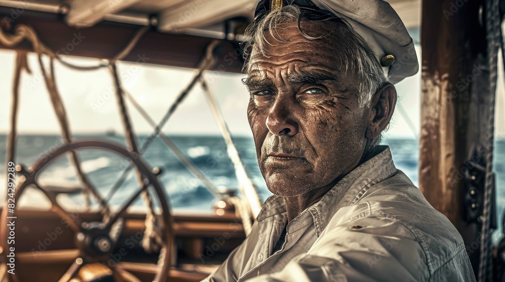 The picture of the military working as the marine captain for sailing ...