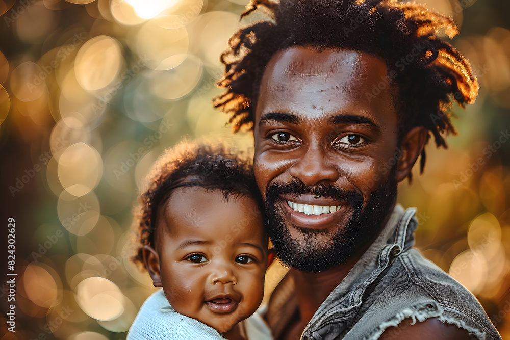 Black man father sleeping with daughter or son child. Caring father ...