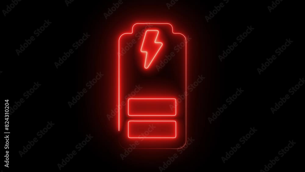 Neon Purple Glowing Battery Charging Icon, Charger Running, Animated ...