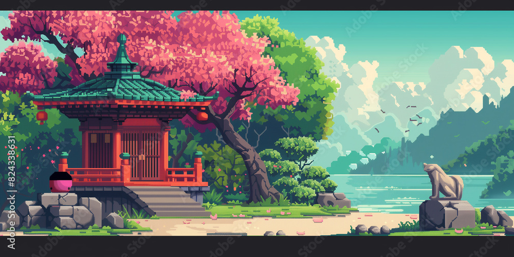 Pixel Art Playground: Create a background using pixel art techniques ...
