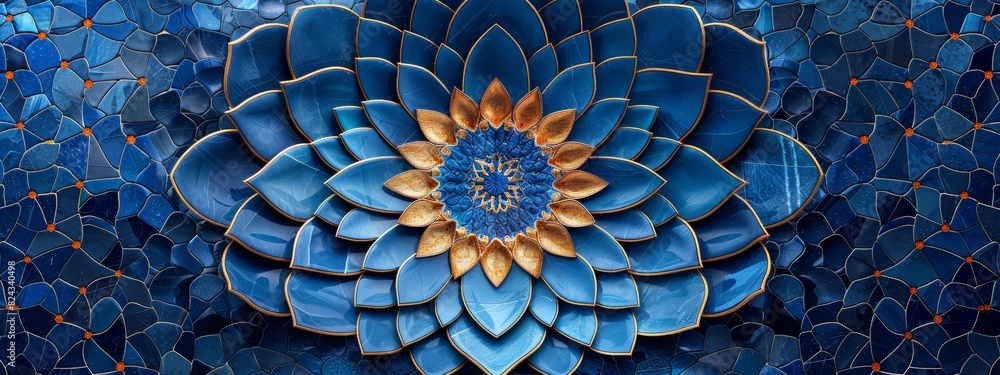 Arabic Middle Eastern blue background with Islamic pattern geometry and ...