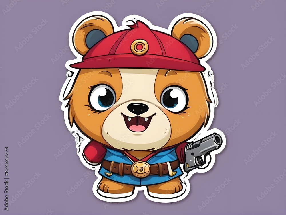 cute stickers, style cartoon, cute Super Deformed Character, white ...