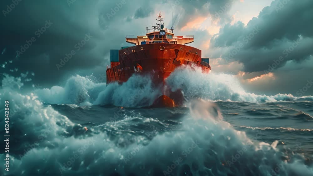 container ship in the ocean accident with a ship with containers ...