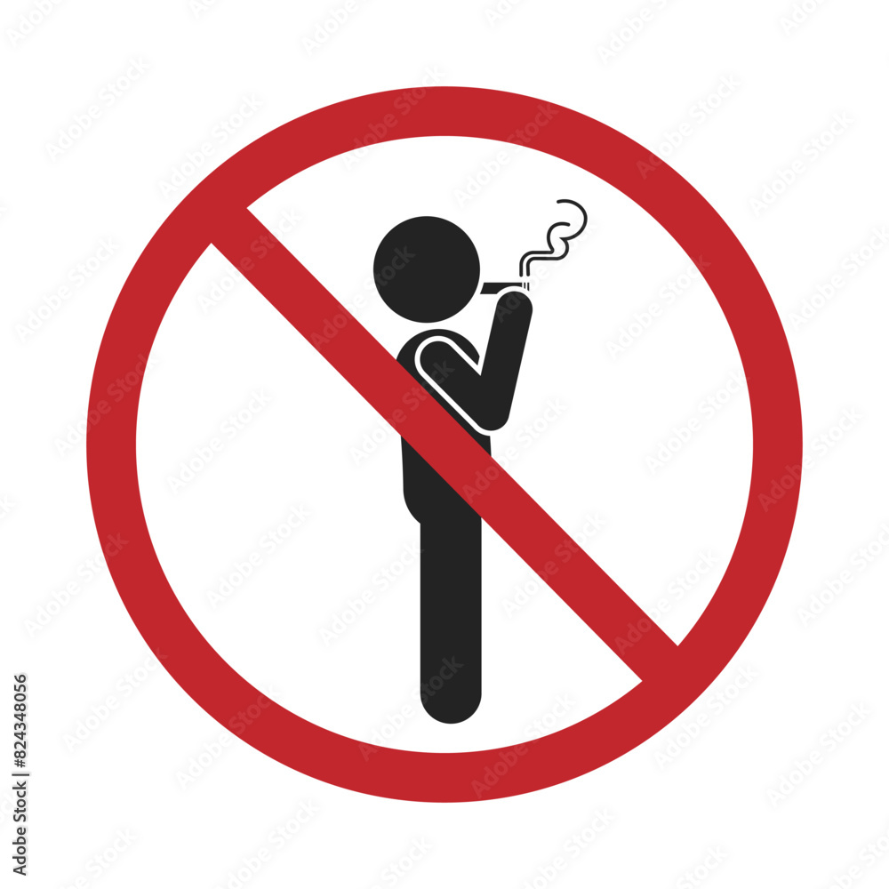 Isolated prohibition label do not smoking with pictogram man smoking ...
