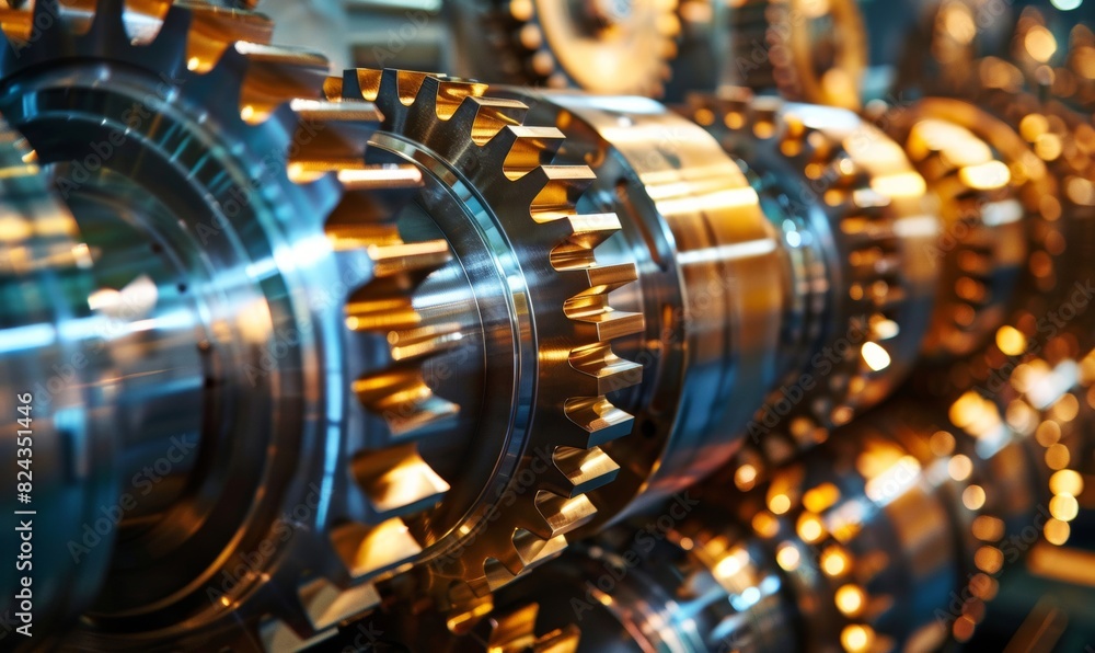 polished cogs and gears in a high-tech machine Stock Photo | Adobe Stock