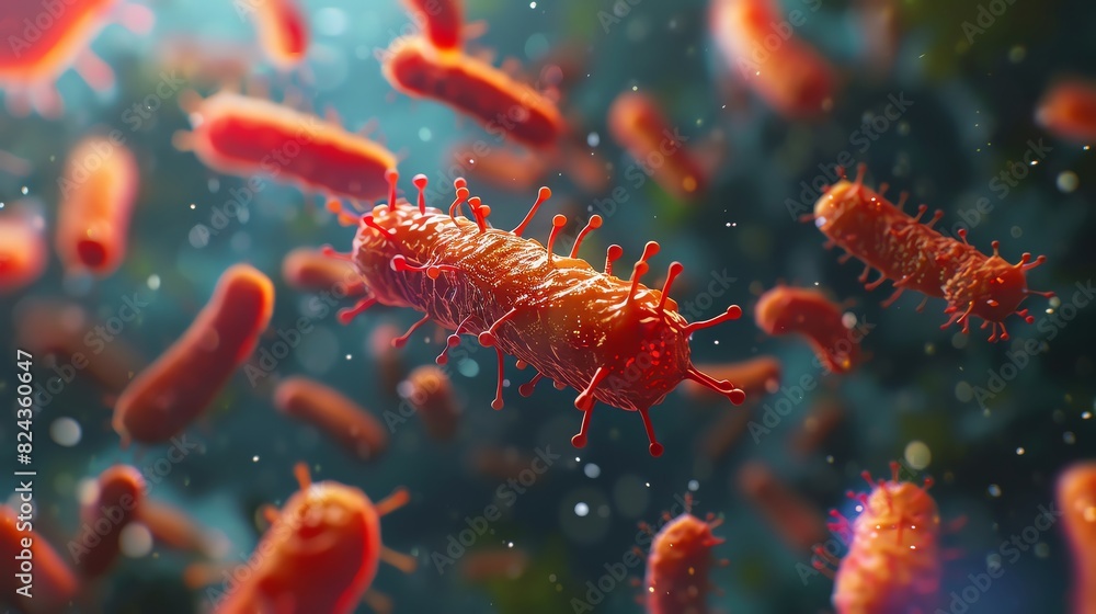 Clostridium botulinum bacteria under microscope, extreme high detail ...