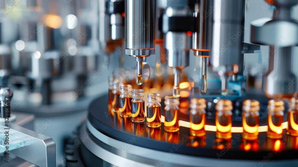 Automated vial inspection machine examining ampoules, highlighting the ...