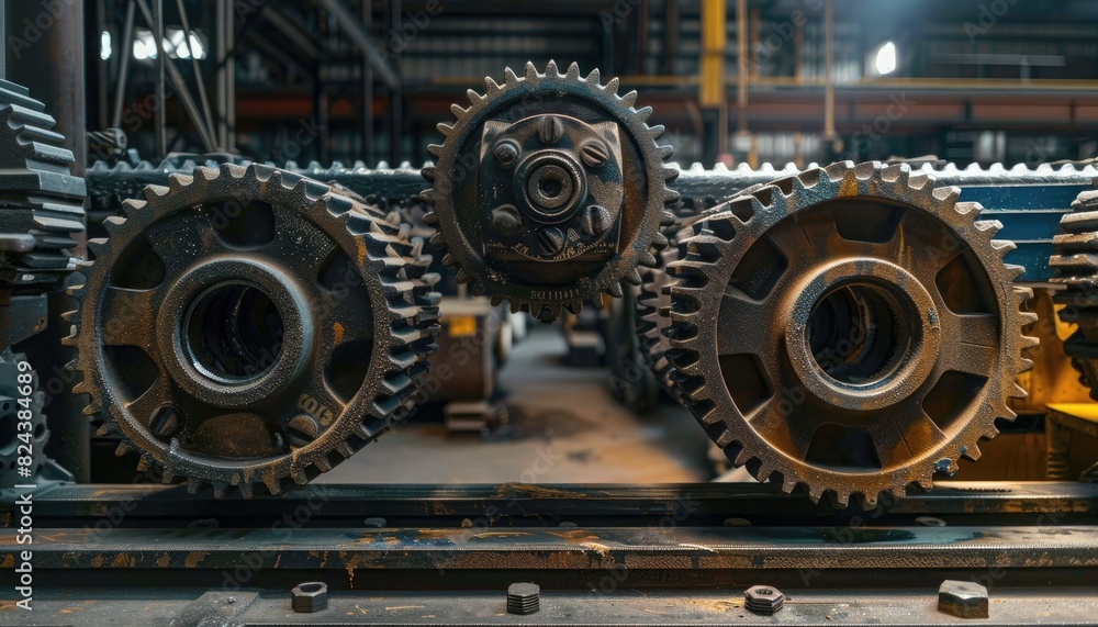 Interlocking gears turn in perfect synchrony, creating a mesmerizing ...