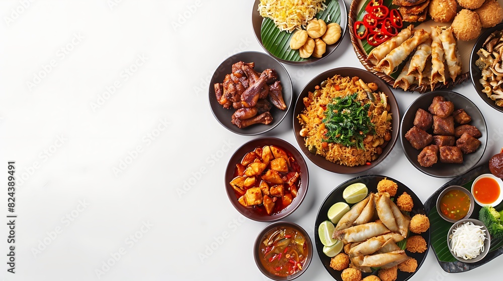 Authentic Indonesian Cuisine Variety on White Background in High ...