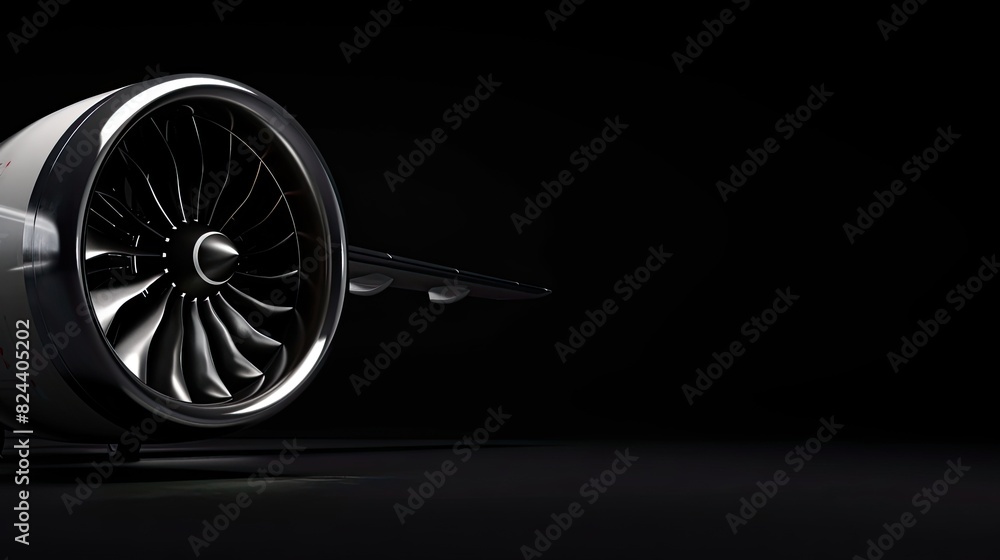 Turbofan engine, modern. A close-up of an aircraft's turbojet on a ...