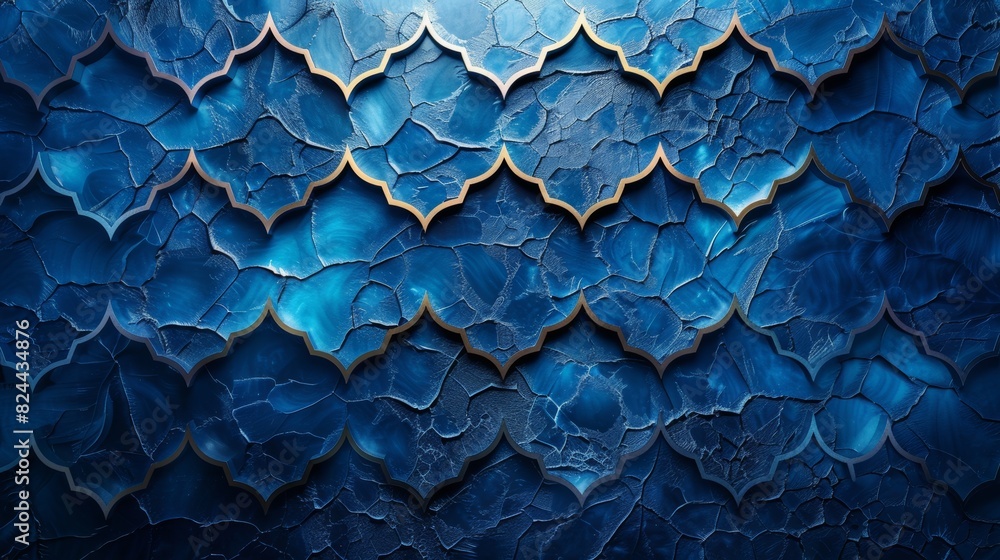 Arabic Middle Eastern blue background with Islamic pattern geometry and ...