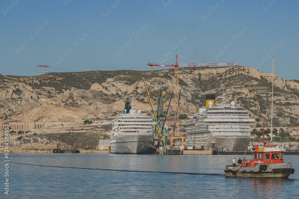 Classic and modern cruise ship cruiseship liners maintenance repair ...