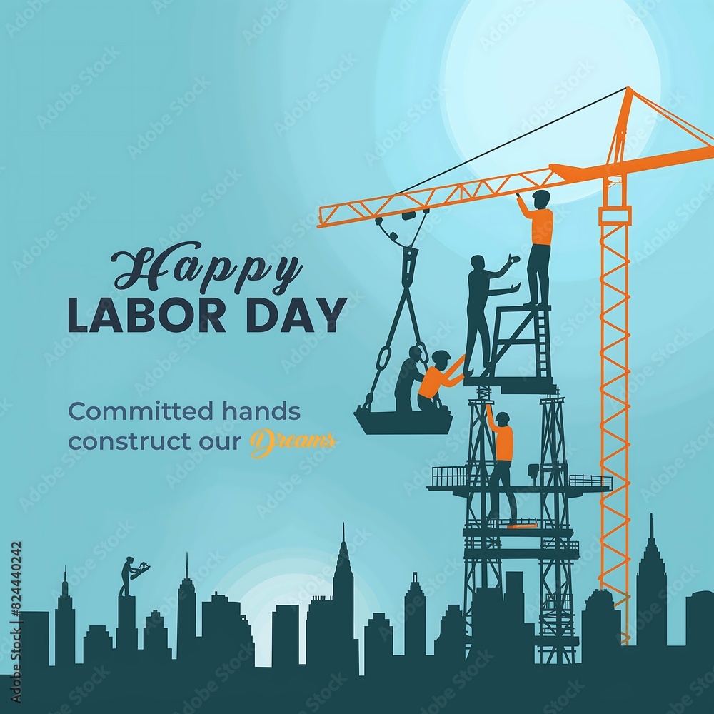 Building Dreams Together, Teamwork in Construction, Urban Skyline ...