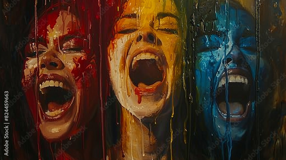 Spectrum of laughter to tears, character study, candid portrait collage ...