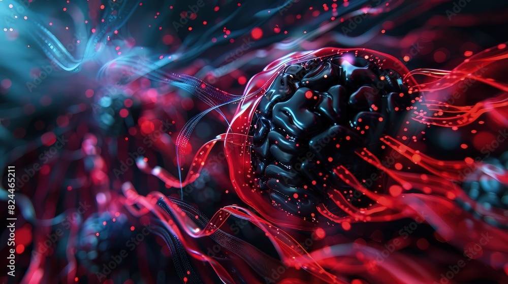 A highly detailed illustration of the human brain structure, focusing ...