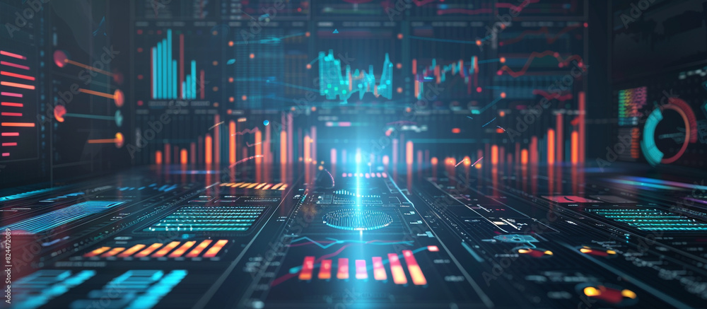 Modern technology background with a front view of interactive digital ...