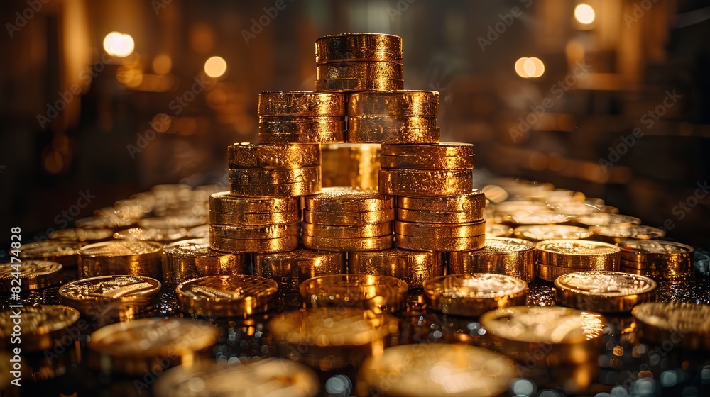 A bar chart with gold bars growing taller, representing wealth ...