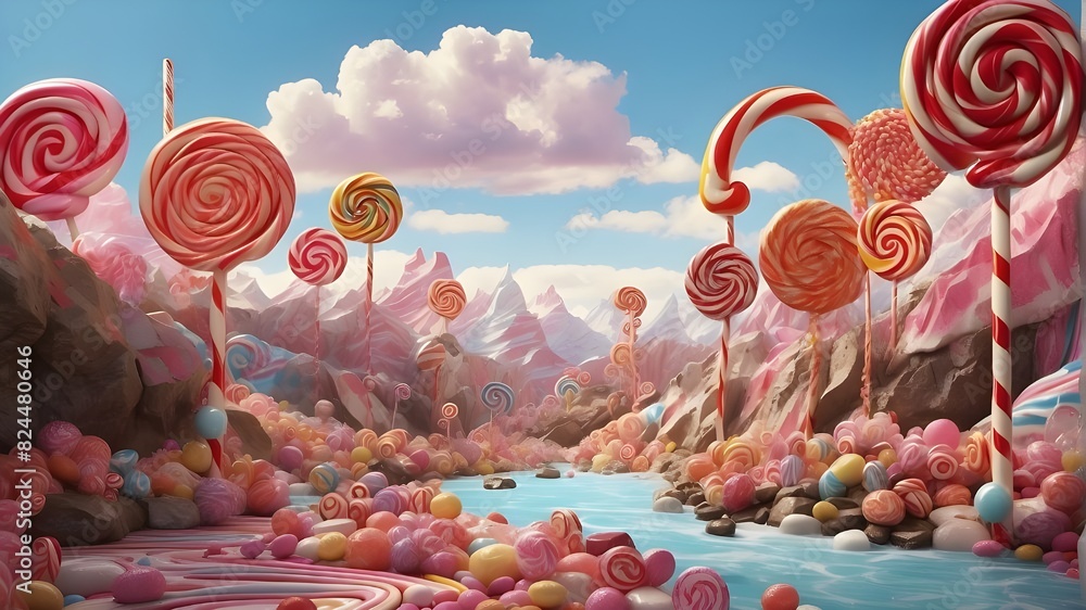 happy children day A picturesque candy land featuring towering ...