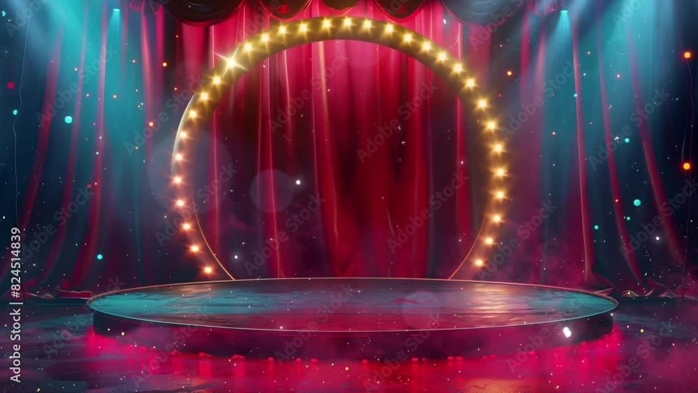 circus stage podium background carnival light red. seamless looping ...