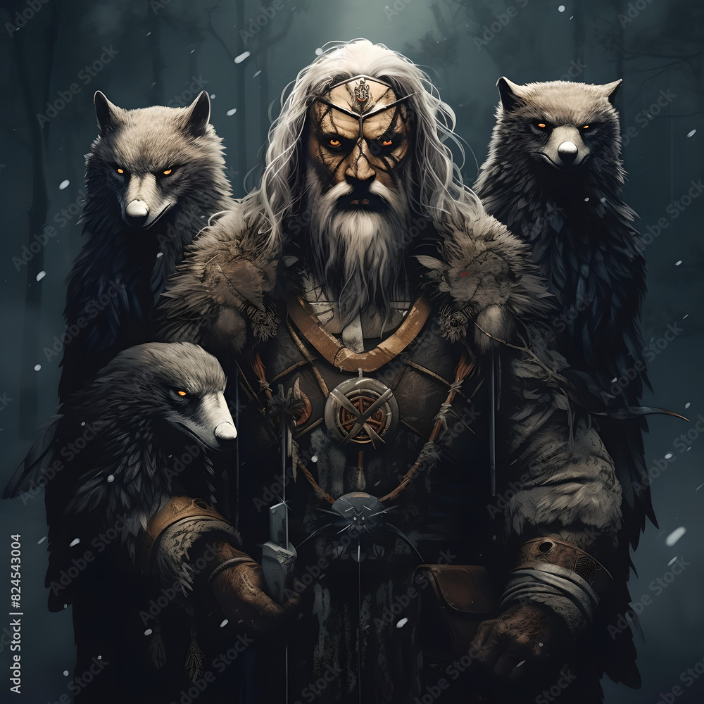 Viking Elder with Wolves Stock Photo | Adobe Stock