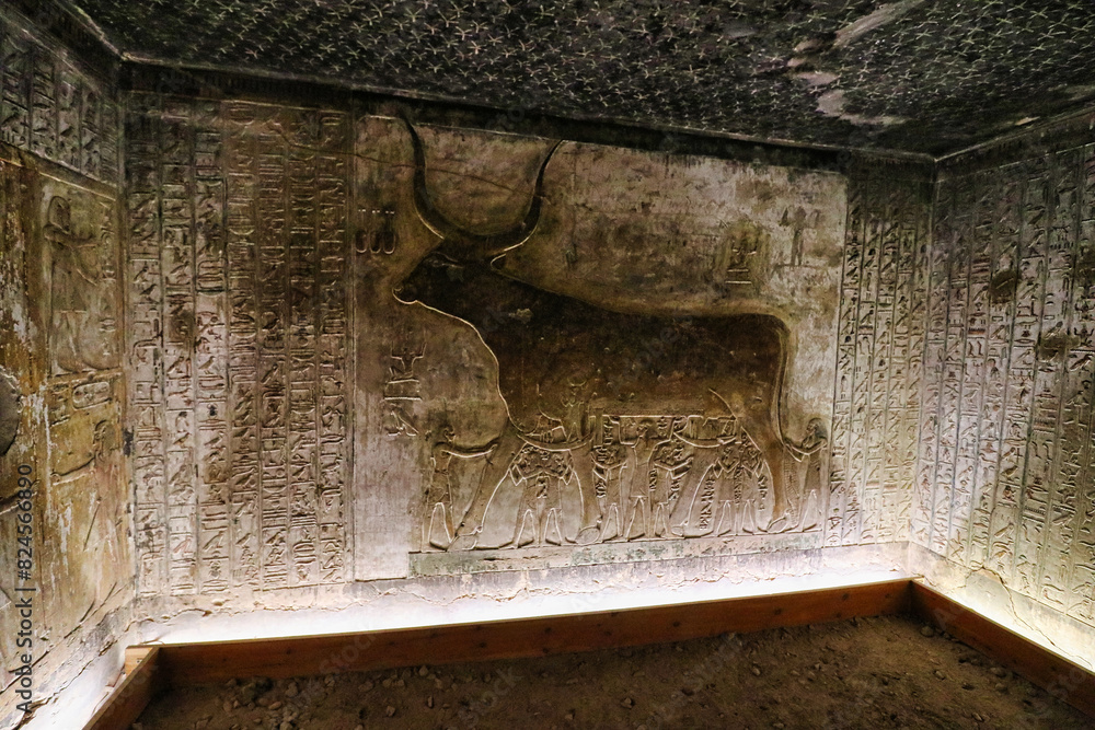 Beautiful wall relief of a Celestial Cow depicting scenes from the Book ...