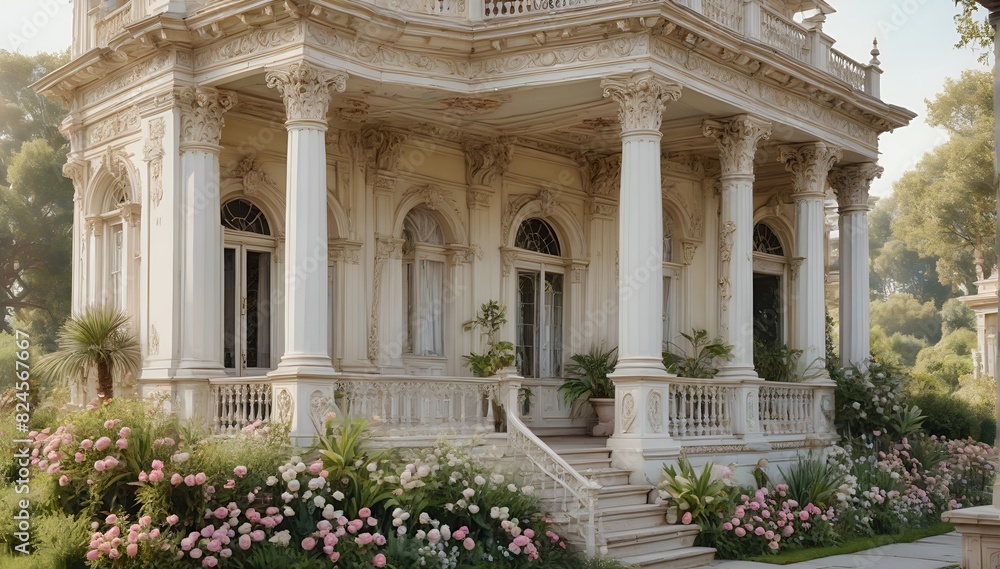 Classical Architecture - Greek Revival Mansion in a Garden Setting ...